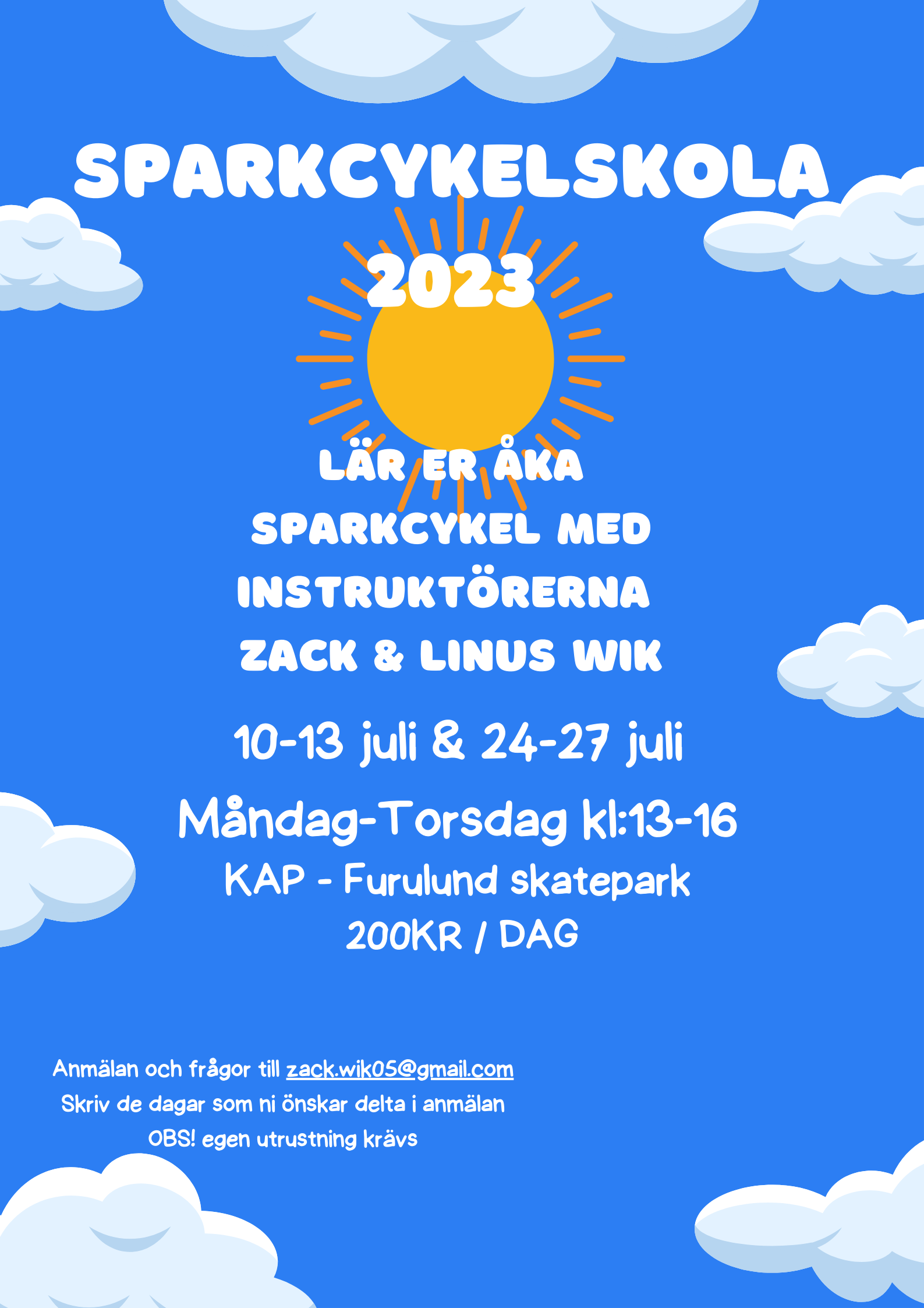 Sparkcykelskola 2023 med Zack och Linus | Evenemang i Kävlinge